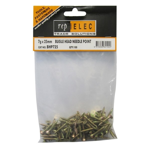 SCREW BUGLE HD N/P 7G x 25mm [100] | Fasteners & Fixings