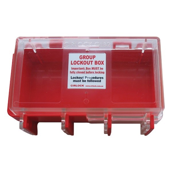 GROUP LOCK BOX, RED W/CLR LID 16 LOCK POSITIONS | Cable Accessories