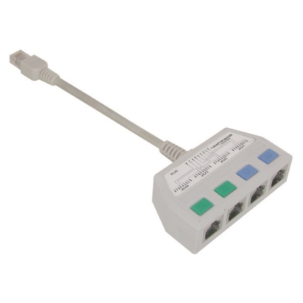 CAT5E 4-WAY VOICE SPLITTER 8P8C PLUG TO 4 x JACKS | Data & Communications