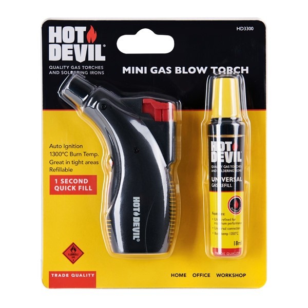 Hot Devil Mini Gas Blow Torch | Butane Gas Refills, Torches & Kits