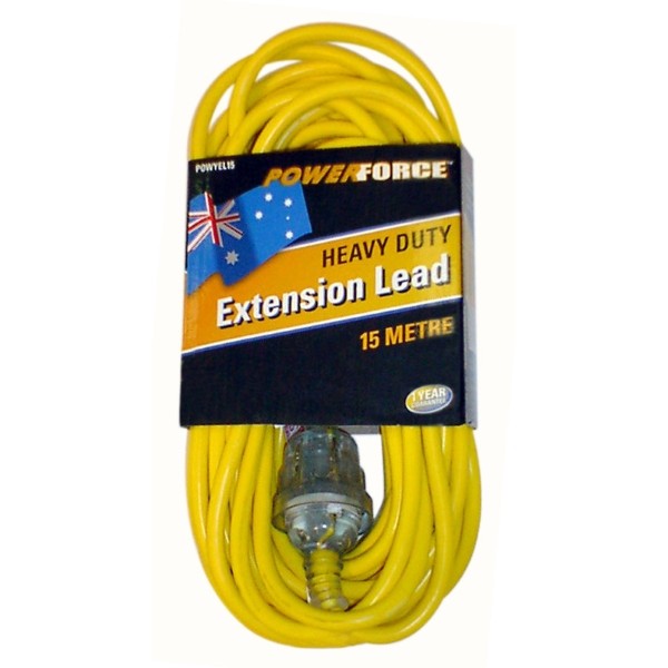 EXTENSION LEAD, 15m 10A HEAVY DUTY PVC, YELLOW | Electrical