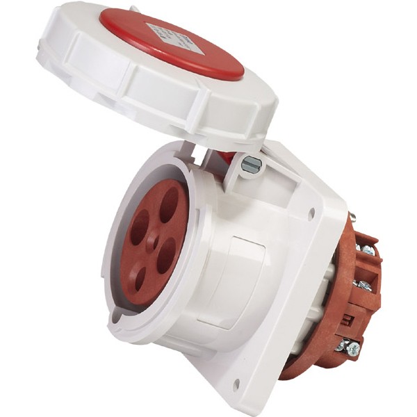 SOCKET, PANEL MOUNTED,STRAIGHT 4P, 400V, 63A, IP67, 6H,IEC309 ...