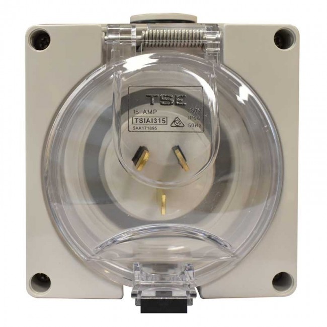 Tradesave Appliance Inlet 3 Pin 15A Flat IP66 | Industrial Socket Outlets