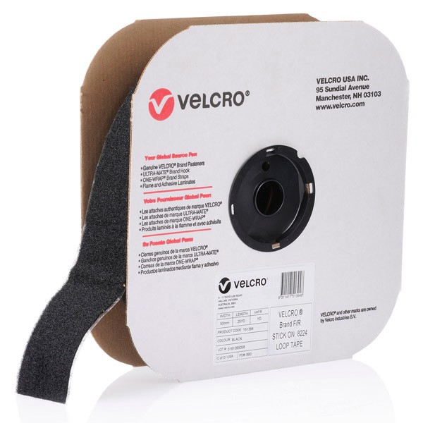 VELCRO LOOP, PS FR 8224 BLACK 50mm x 25m ROLL | Velcro Brand Fastening ...